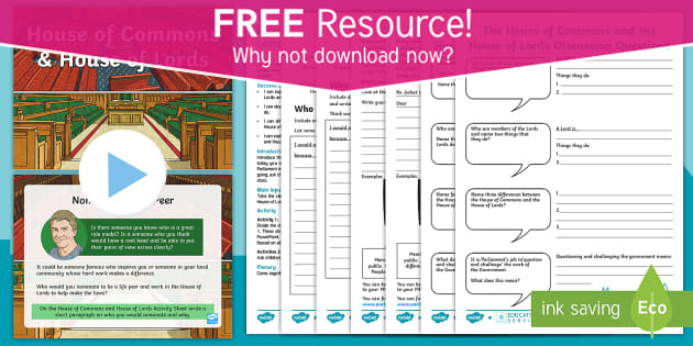 FREE! - Lesson Pack: House of Commons and House of Lords for Kids