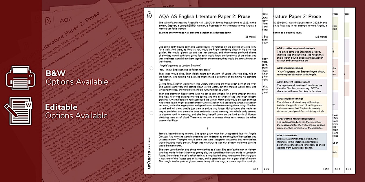 AQA Unseen Prose Micro Paper: The Well of Loneliness