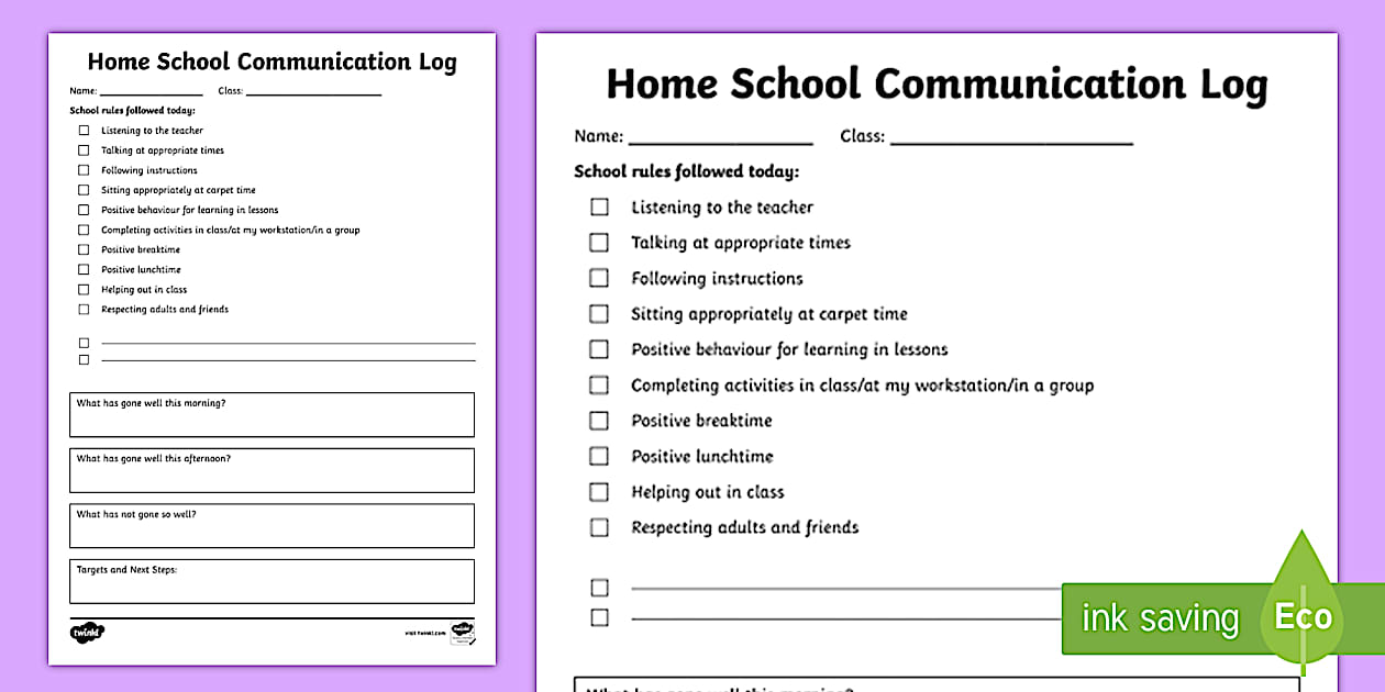 KS2 SEN Home School Communication Form (teacher made)