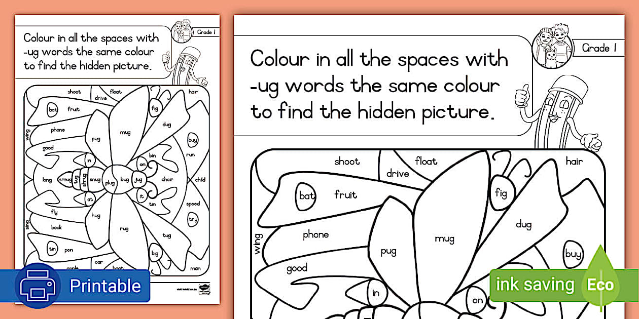 Grade 1 -ug Hidden Picture Colouring Page (teacher made)