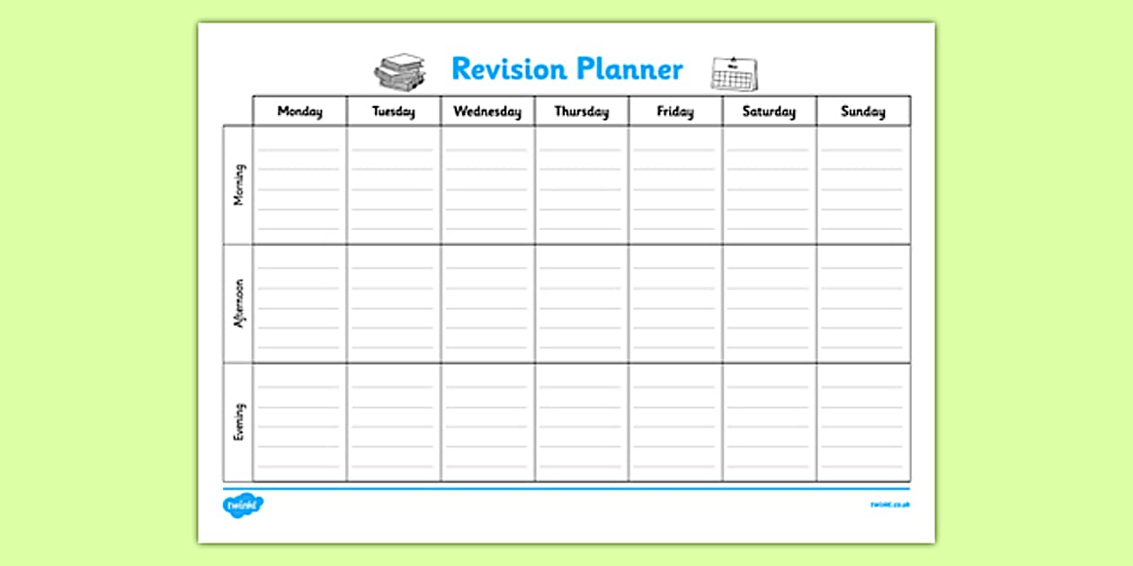 Printable Weekly Revision Planner (teacher made) - Twinkl