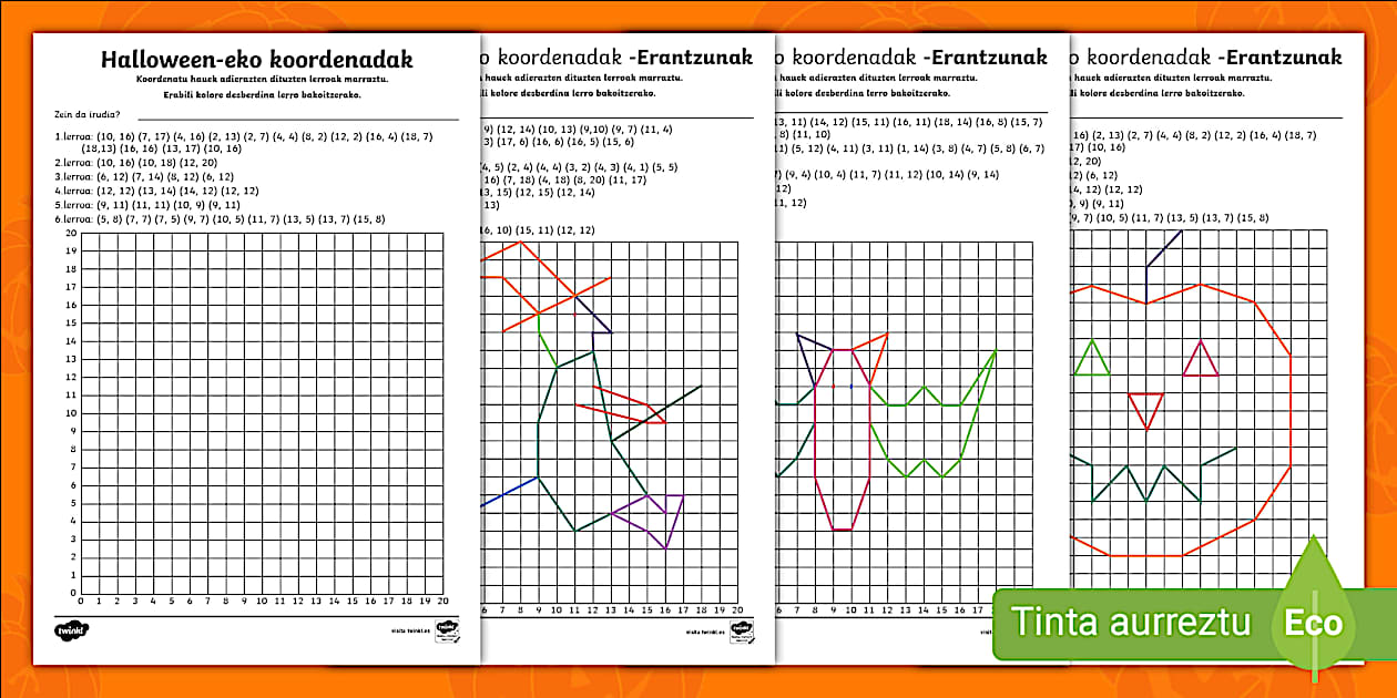 Fitxa: Halloween-eko koordenadak - Euskera - Twinkl