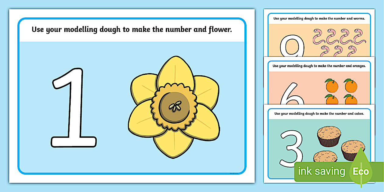 Number Modelling Dough Mats (1-10) (teacher made) - Twinkl