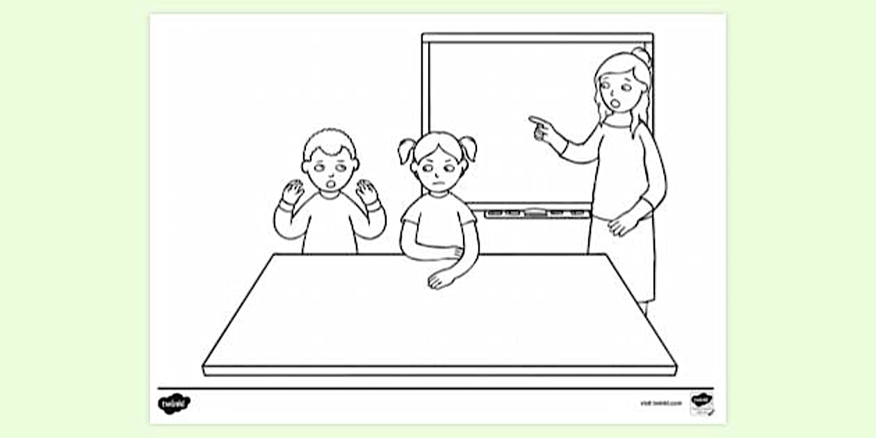 Child Talking Over Teacher Colouring Sheet (teacher made)
