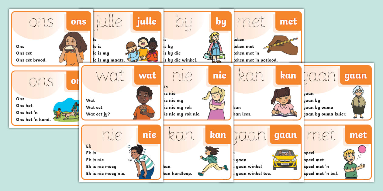 Graad 1 Kwartaal 2 Sigwoorde en Leesvlotheid Flitskaarte