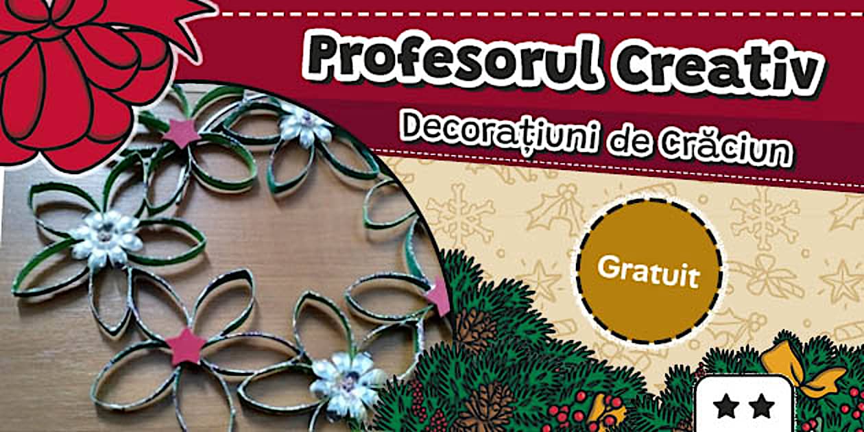 Coroniță de Crăciun din tuburi de carton