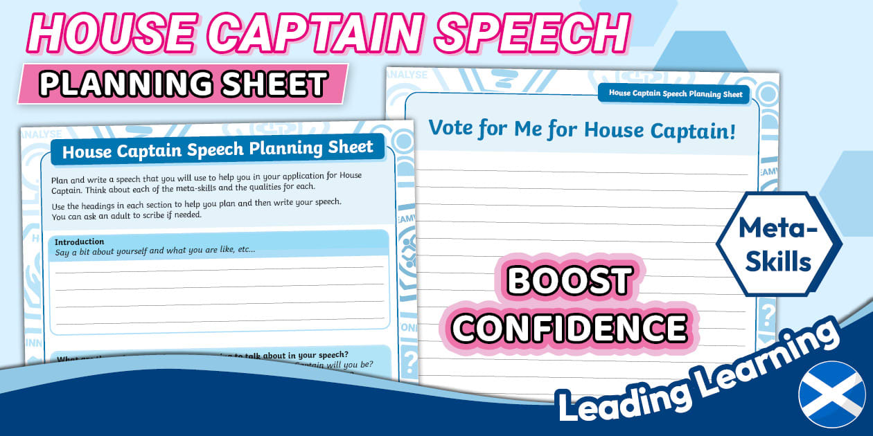 Meta-Skills: House Captain Speech Template Activity