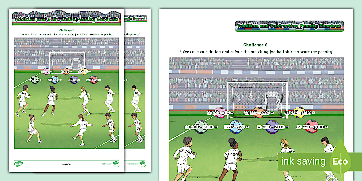 👉 KS2 Addition and Subtraction Penalty Shootout Activity Sheet
