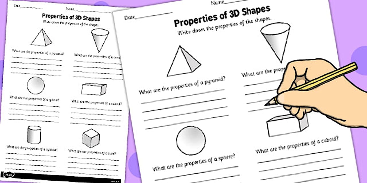 Year 1 Properties Of 3D Shapes Worksheet / Worksheet Pack