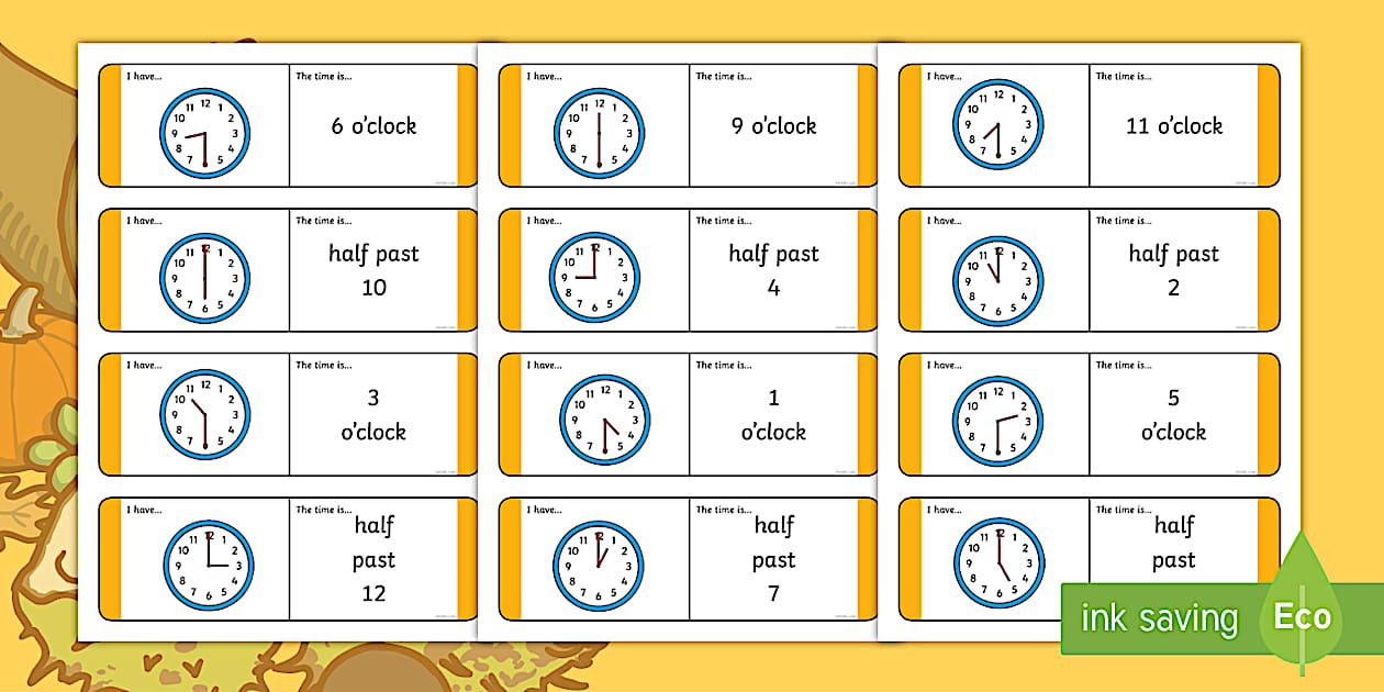 Early Level Autumn Themed Time Loop Cards (teacher made)