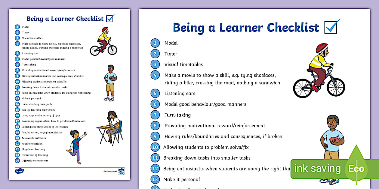 SA Being a Learner Checklist (teacher made) - Twinkl