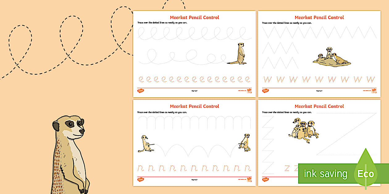 Meerkat Pencil Control (teacher made) - Twinkl