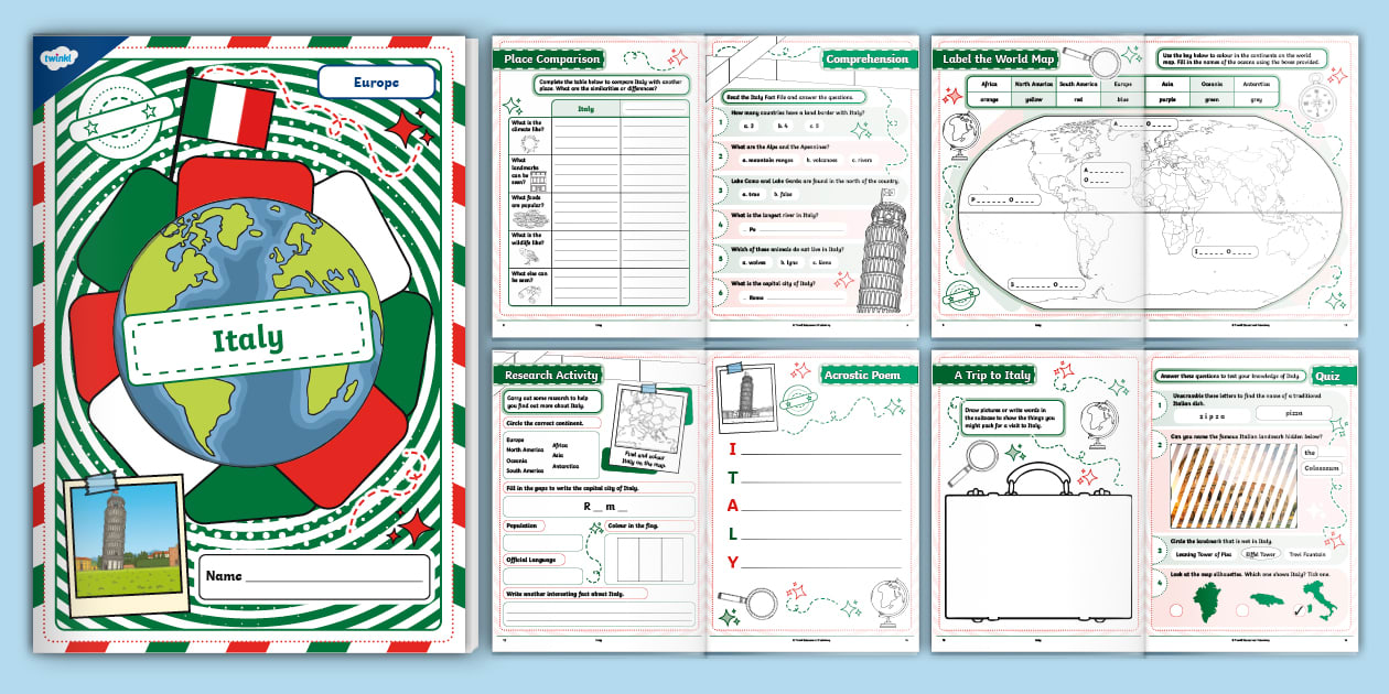 KS1 Italy Activity Booklet (teacher made) - Twinkl