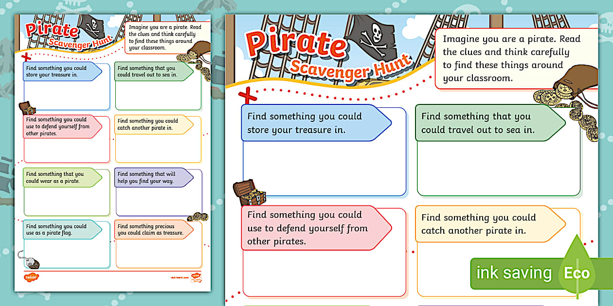 Pirate Scavenger Hunt (teacher made) - Twinkl