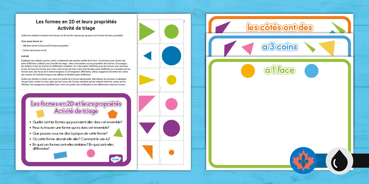 2D Shape and Their Properties Sorting Activity French