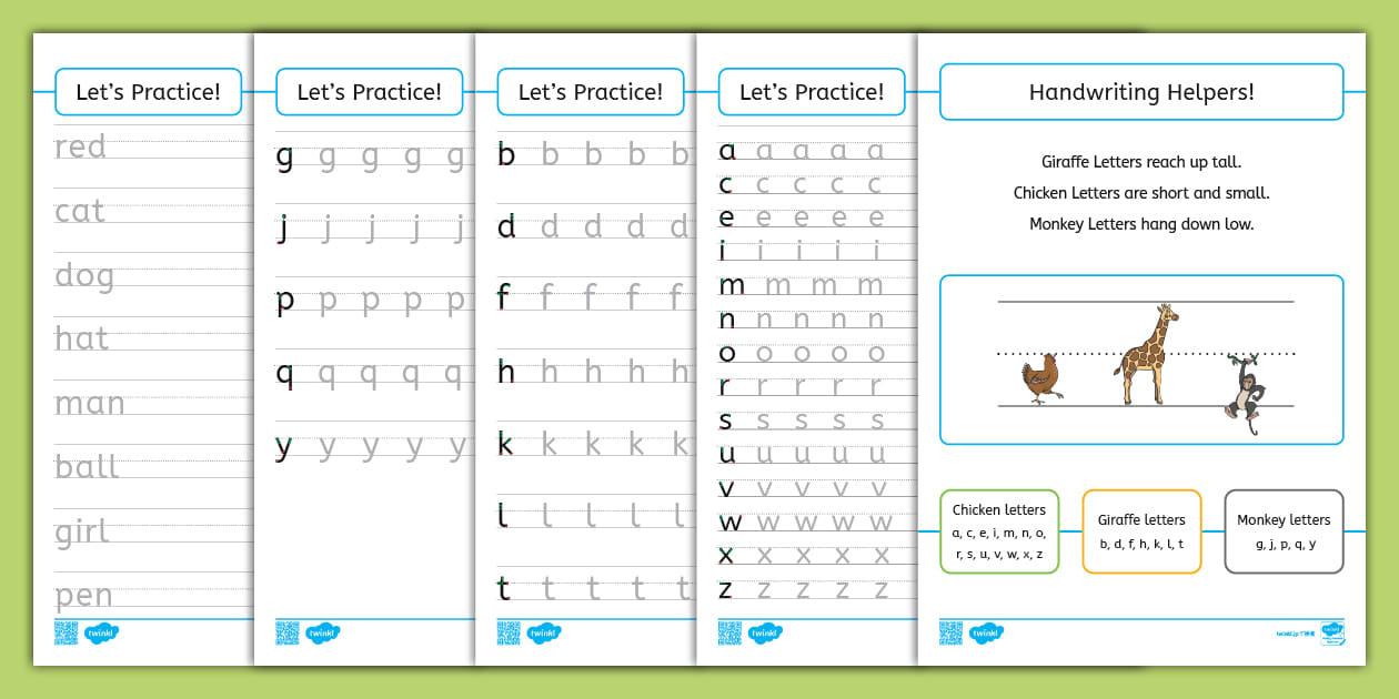 Alphabet Letter Writing Practice- Giraffe letters, Chicken Letters and ...