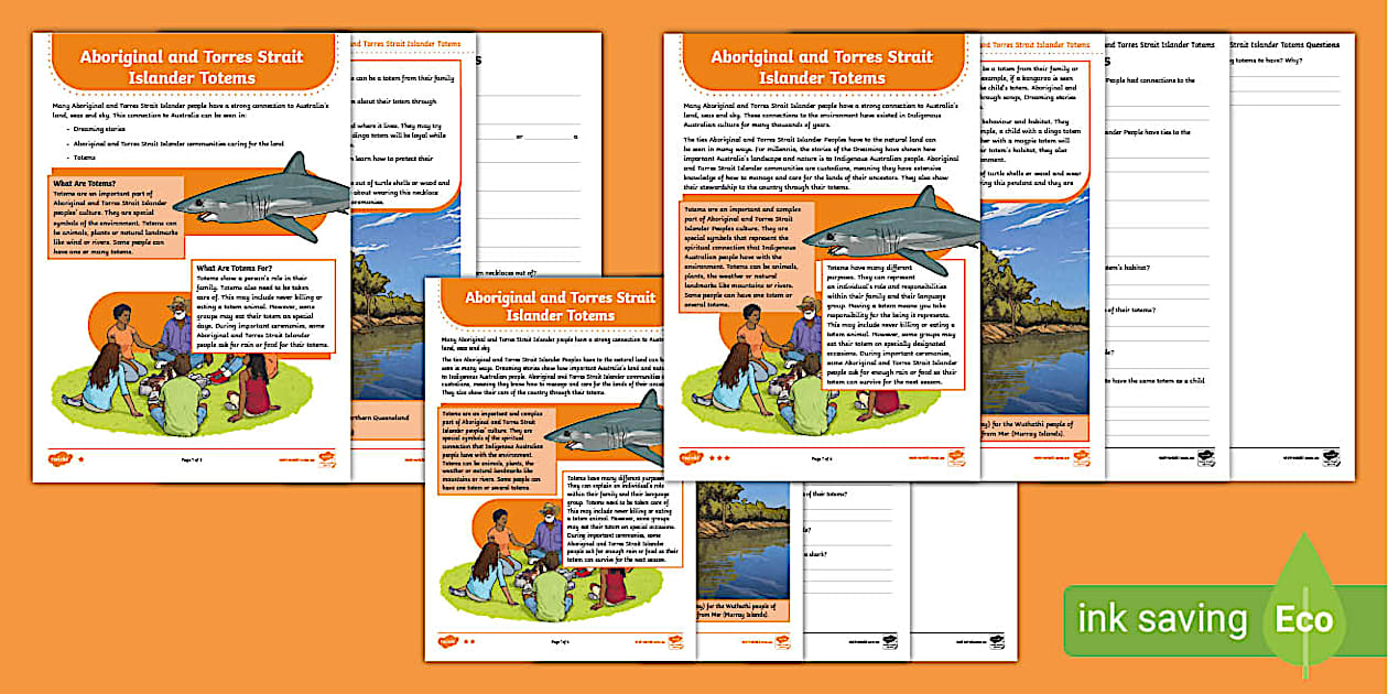 Aboriginal Totems Comprehension - HASS - Geography - Twinkl