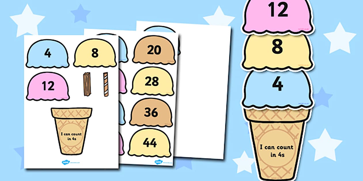 Counting in 4s Ice Cream Activity (teacher made) - Twinkl