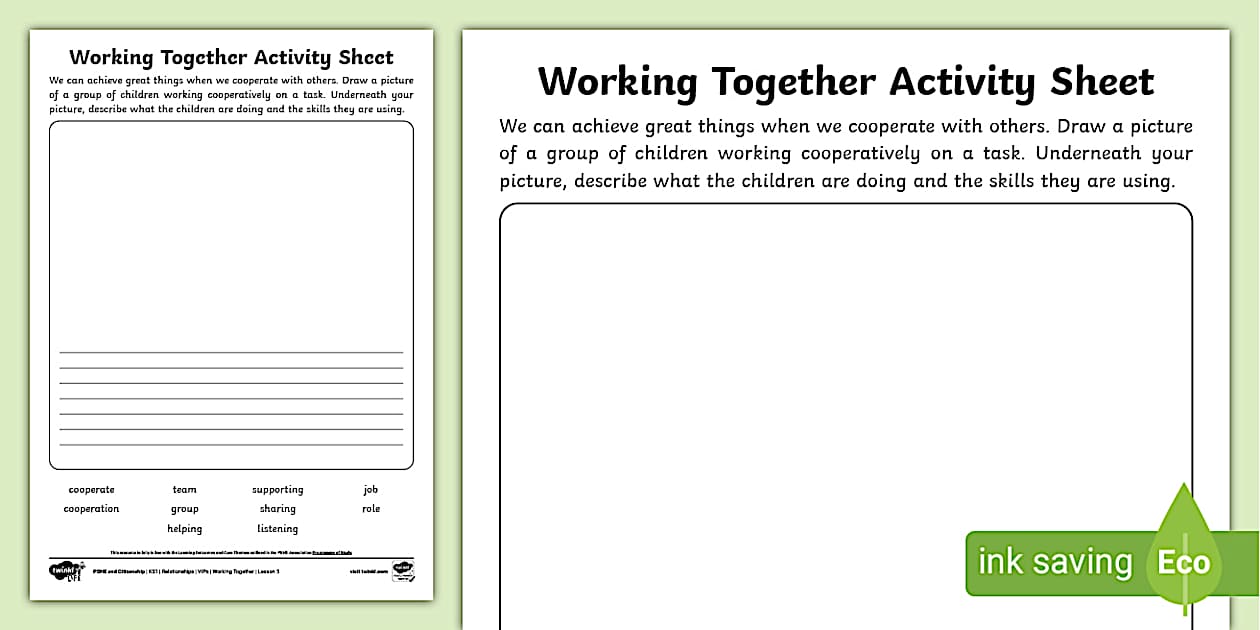 Working Together Activity Sheet - Twinkl