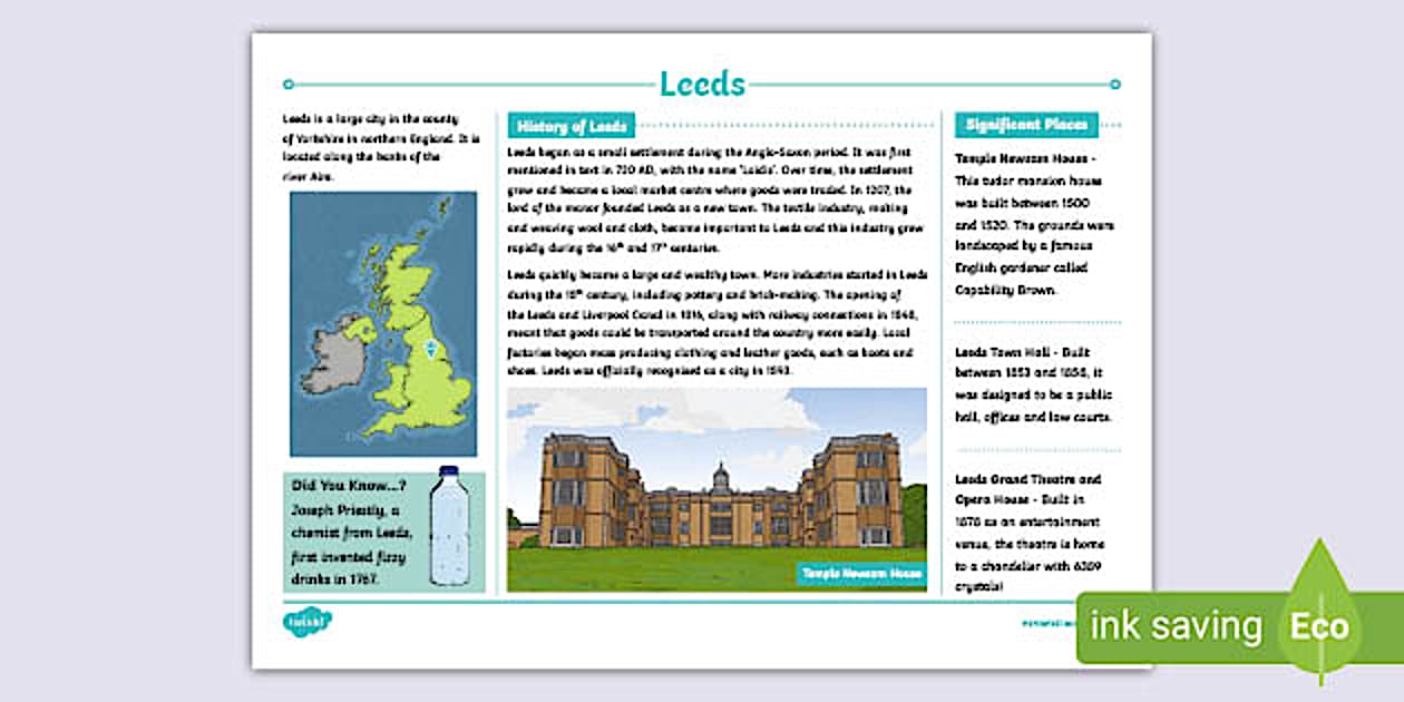 Leeds Local History Fact File - KS2 (teacher made) - Twinkl