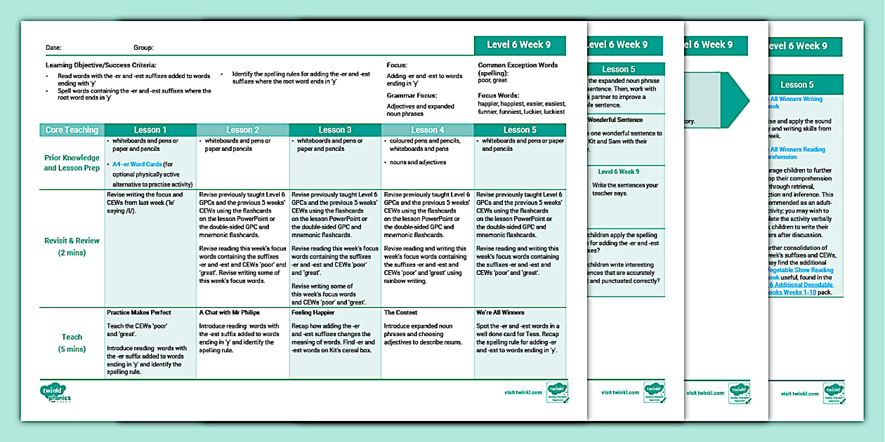 Twinkl Phonics Level 6 Week 9 Weekly Plan - Twinkl