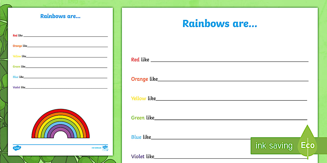 Editable Colours of the Rainbow Writing Worksheet - Twinkl