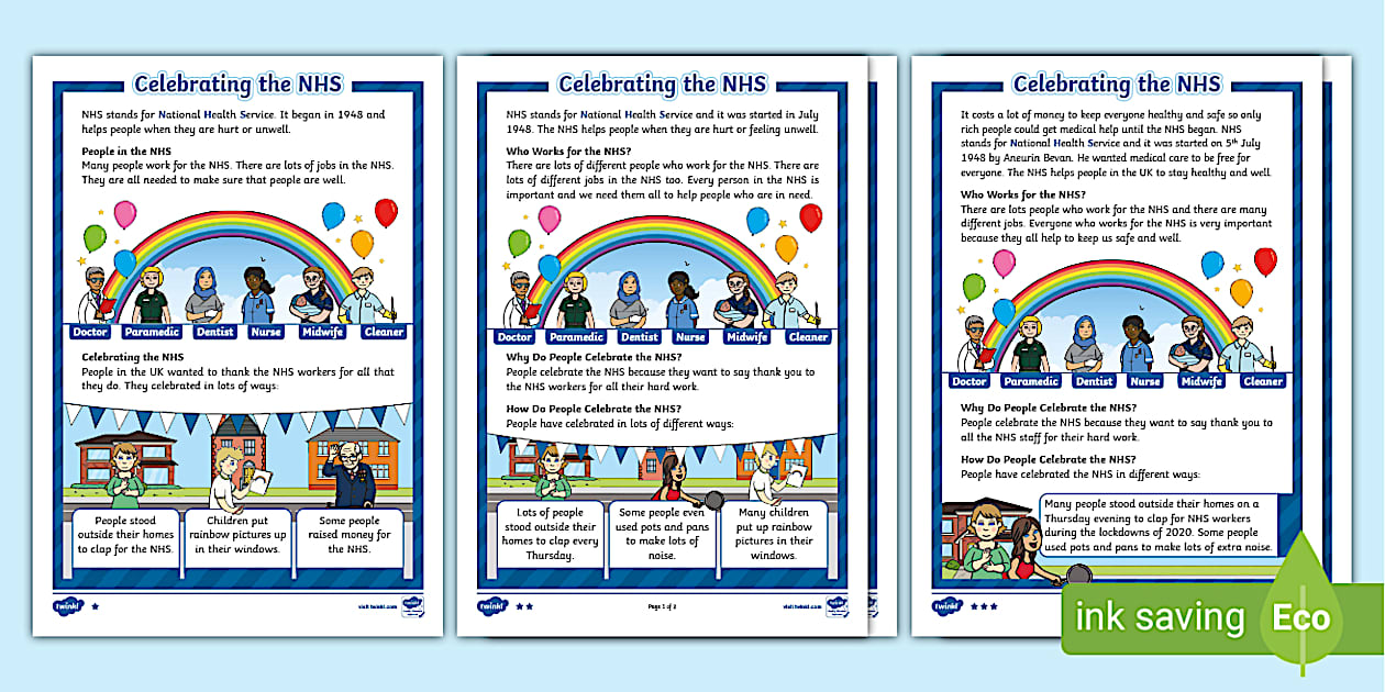 KS1 Celebrating the NHS Differentiated Reading Comprehension