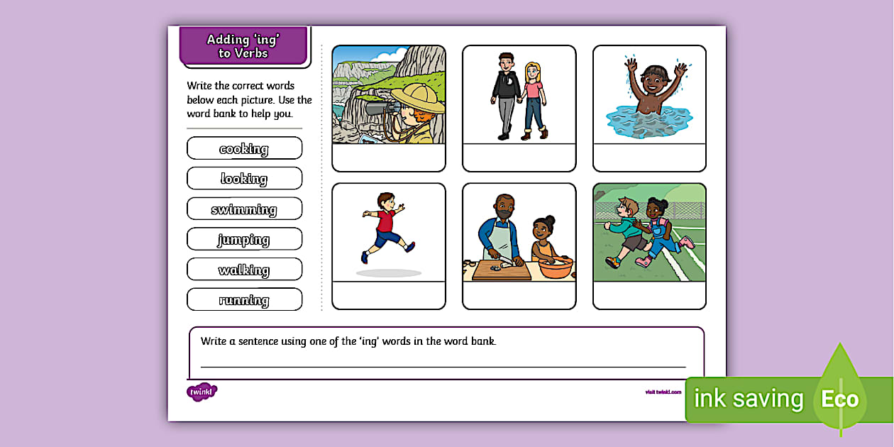 Activity on Verbs with 'ing' | Primary Resource | English