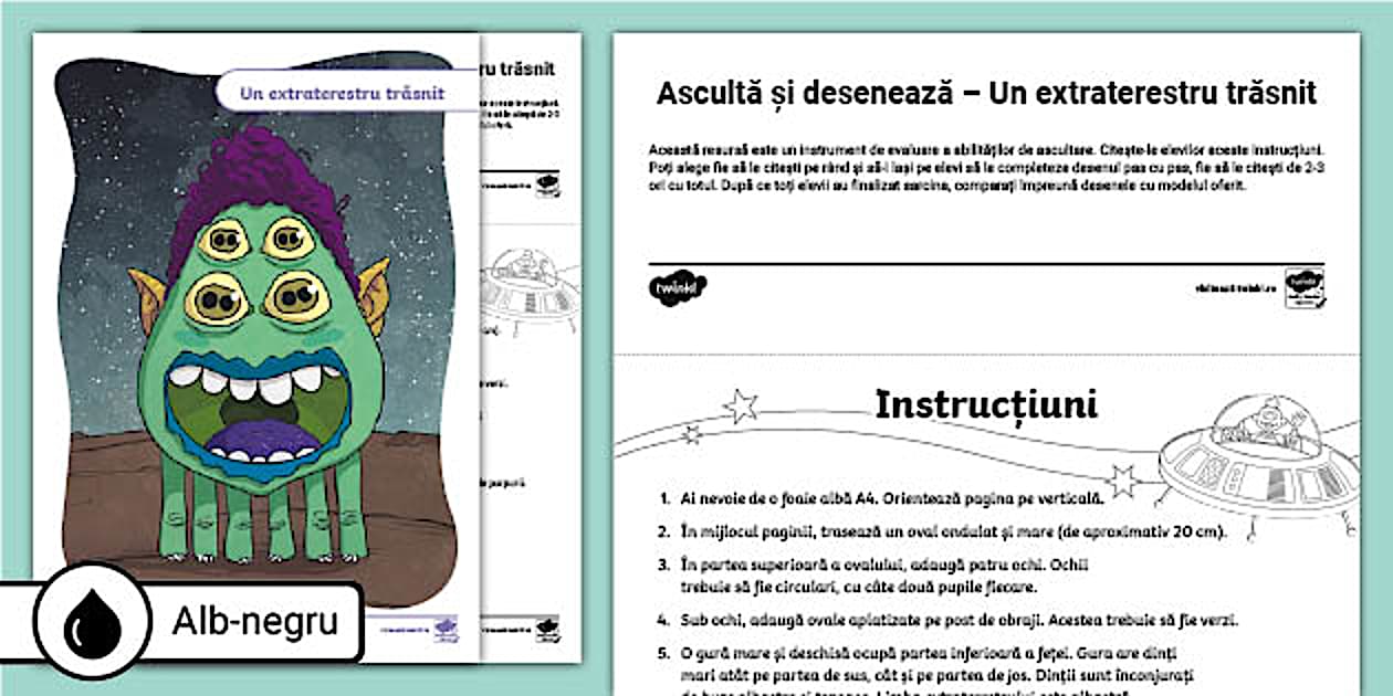 Ascultă și desenează – Extraterestru trăsnit - Twinkl