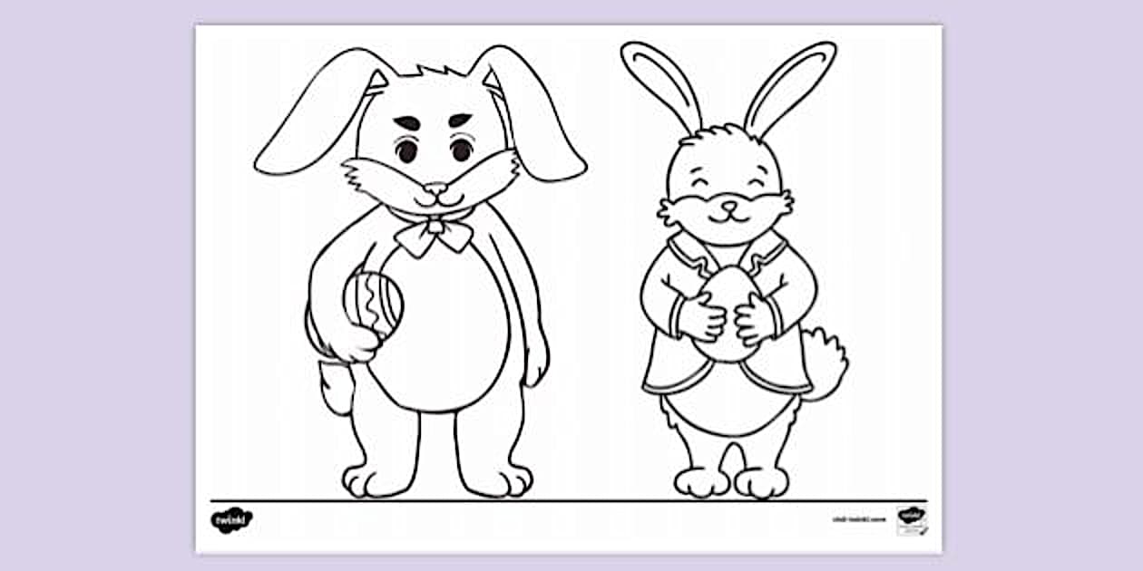 Colouring Page Easter Rabbits | Colouring Sheets - Twinkl