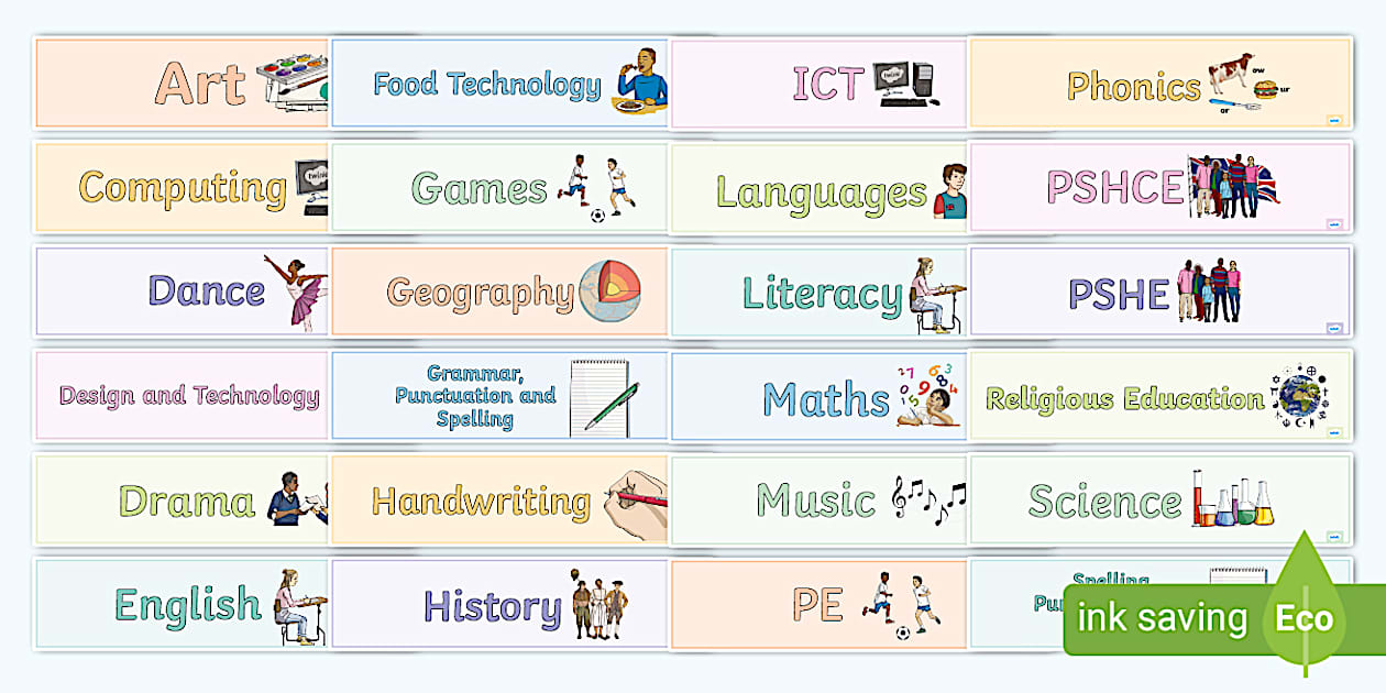 SEND Neutral Colours Subject Display Banners Pack - Twinkl