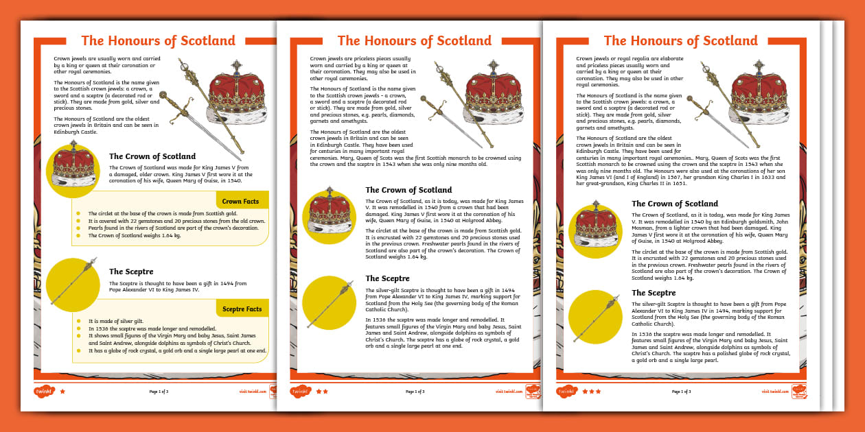 The Honours of Scotland Differentiated Fact Files - Twinkl