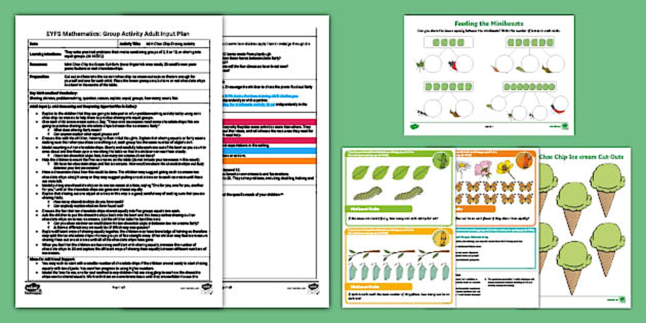 EYFS Maths: Mint Choc Chip Sharing Group Activity Adult Input Plan and