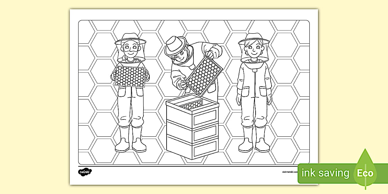 Beekeeper Colouring Page (teacher made) - Twinkl