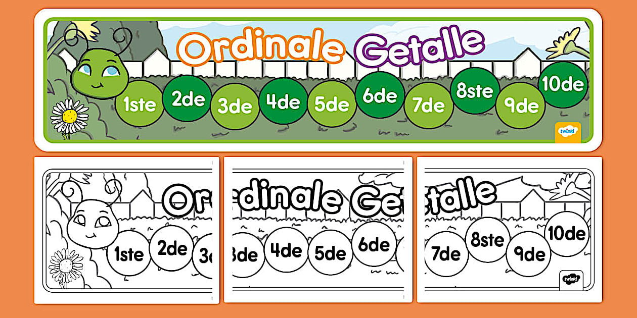 Ordinale Getalle 1-10 Ruspe Bannier (Teacher-Made) - Twinkl