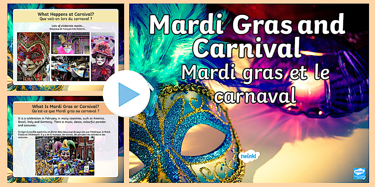 Mardi Gras and Carnivale PowerPoint English/French - Twinkl