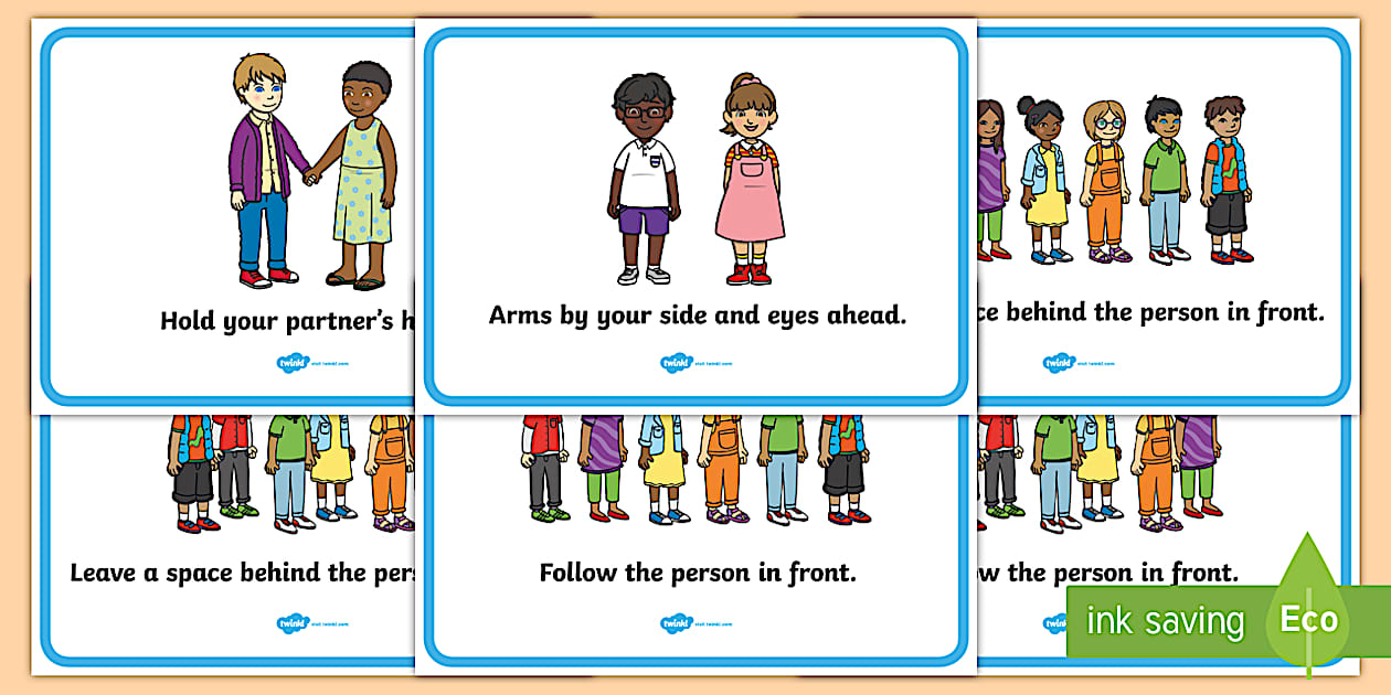 👉 Children Lining up at School Posters - Teacher-made