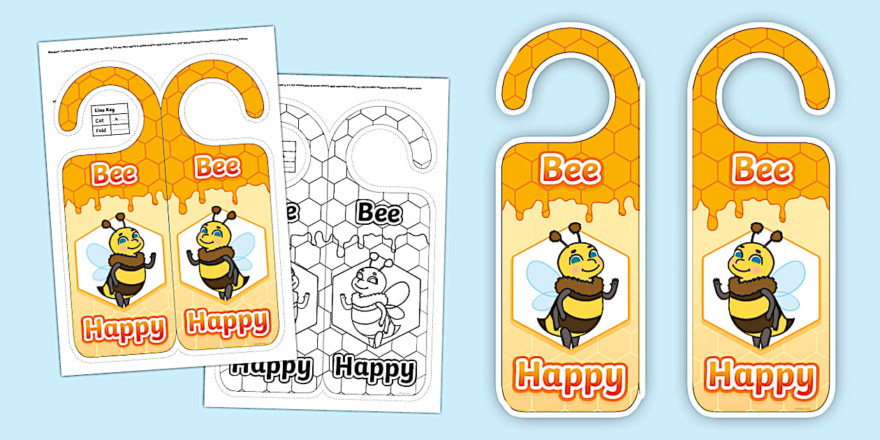 Bees Door Hanger Worksheet (Teacher-Made) - Twinkl