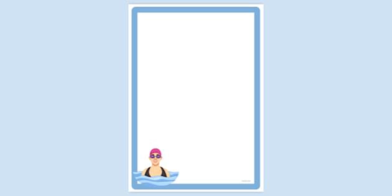Simple Blank Swimming Swimmer Cap Goggles Page Border