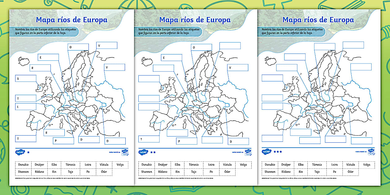 Ficha de actividad: Mapa ríos de Europa (teacher made)