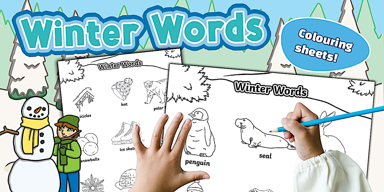 Winter Words Colouring Sheets