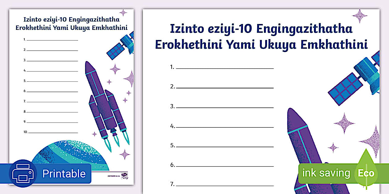 Izinto eziyi-10 Engingazithatha Erokhethini Yami Ukuya Emkhathini Uhlaka