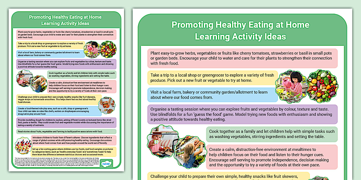 Promoting Healthy Eating at Home Learning Ideas - Twinkl