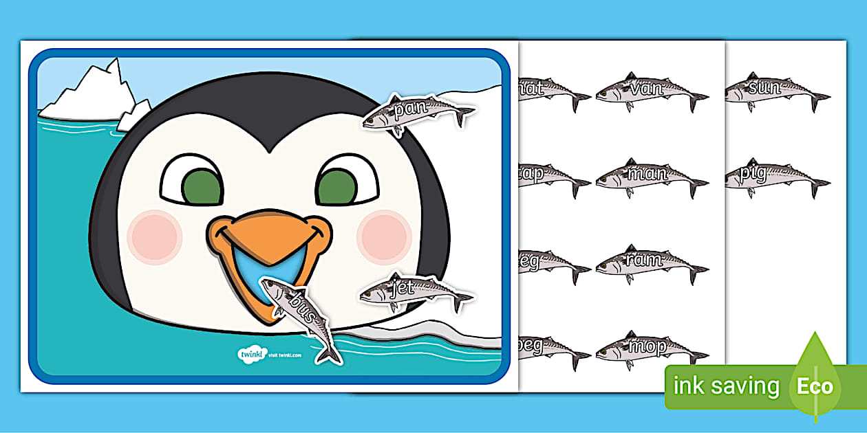 Feed The Penguin CVC Word Activity - (teacher made) - Twinkl