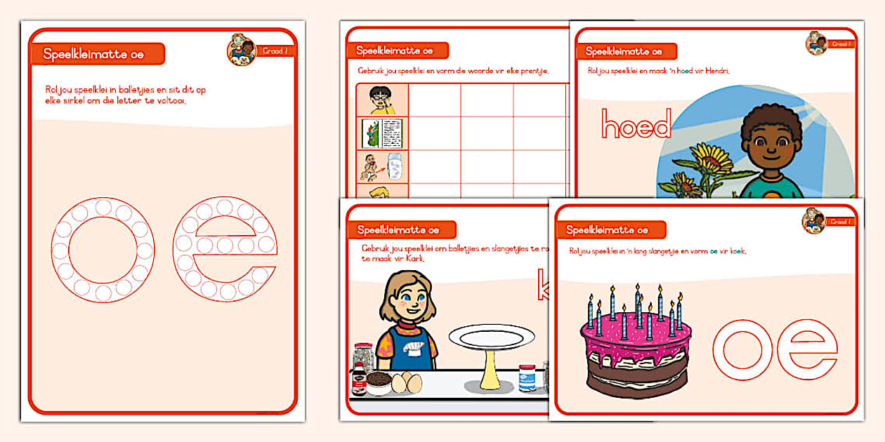 Graad 1 Klanke Speelkleimatte oe (Teacher-Made) - Twinkl