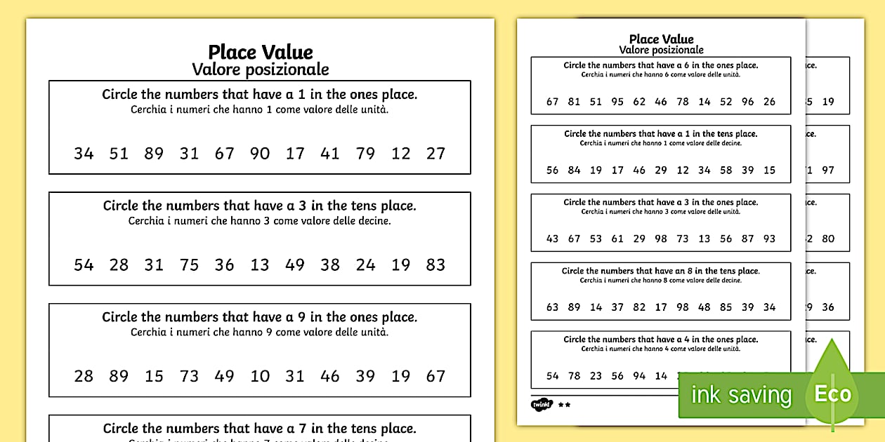 Higher Ability Differentiated Tens and Ones Place Value Worksheet Pack