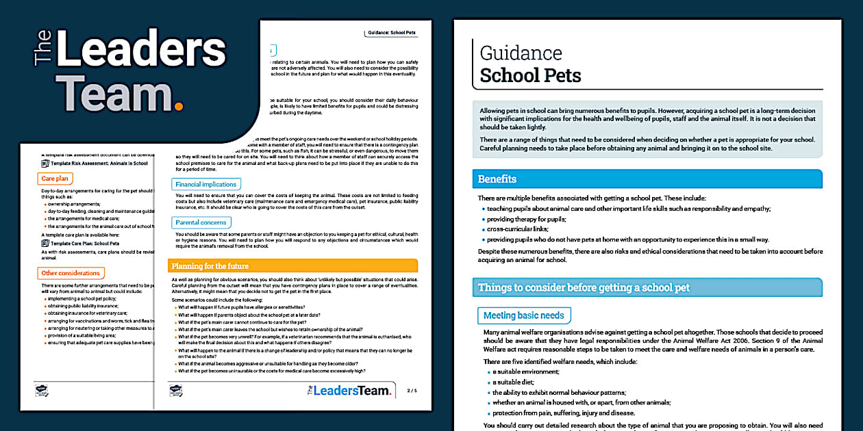 Guidance: School Pets - Leaders (teacher made) - Twinkl