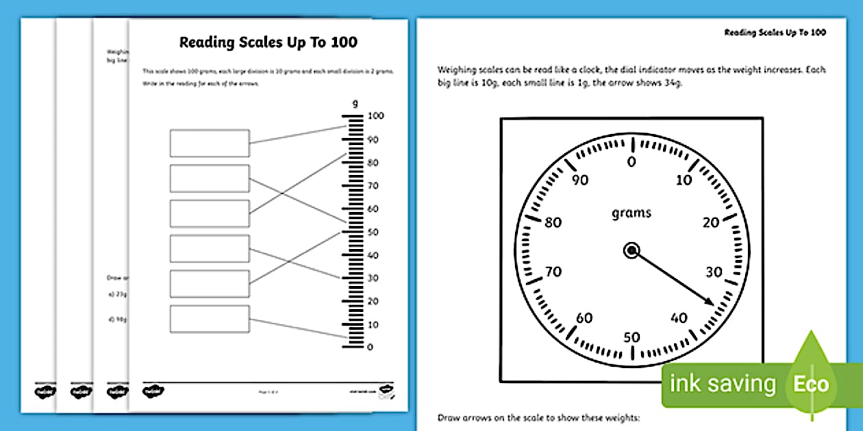 Reading a Scale Up to 100 (teacher made) - Twinkl