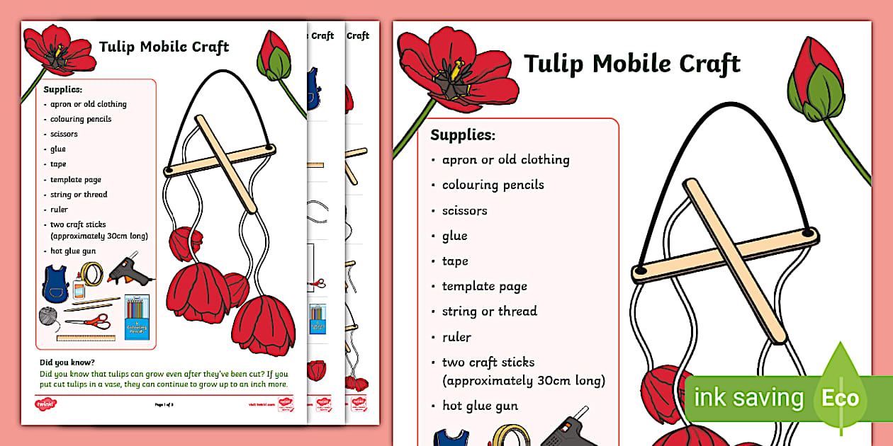 Tulip Mobile Craft (Teacher-Made) - Twinkl