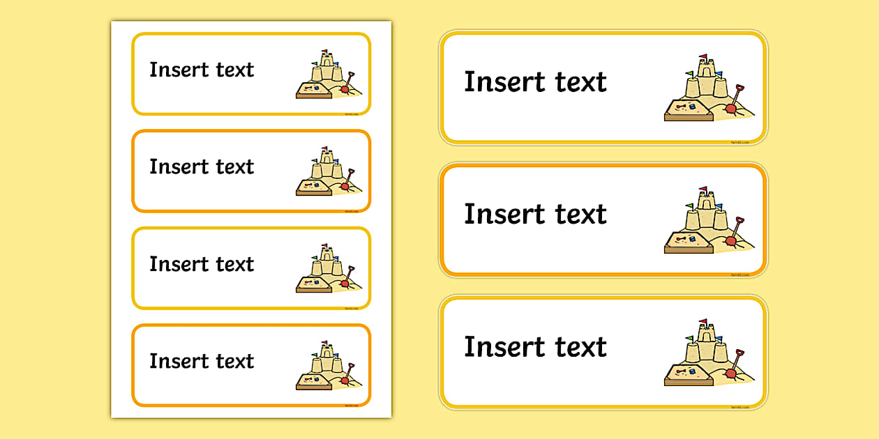 👉 Editable Sand Area Tray Name Labels - Editable Sand Area Tray Name Labels